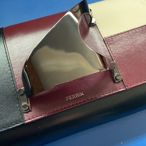 Perrin | Bags | Perrin Clutch Color Block Le Eiffel Black Cream ...